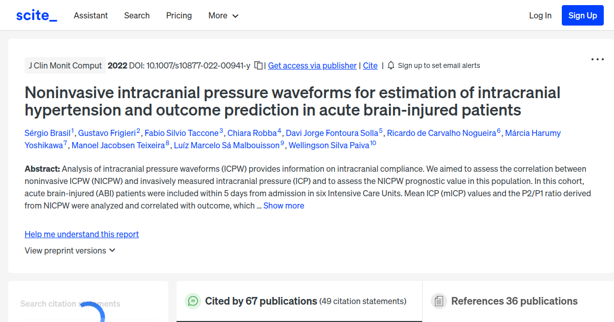 Noninvasive intracranial pressure waveforms for estimation of ...