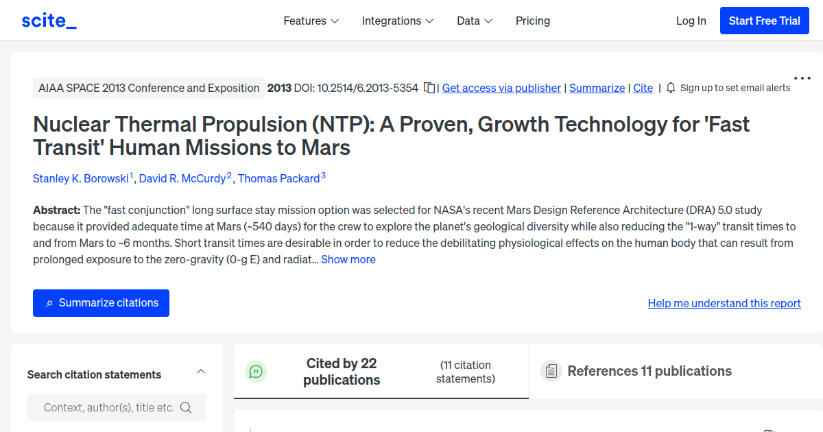 Nuclear Thermal Propulsion (NTP): A Proven, Growth Technology for 'Fast ...