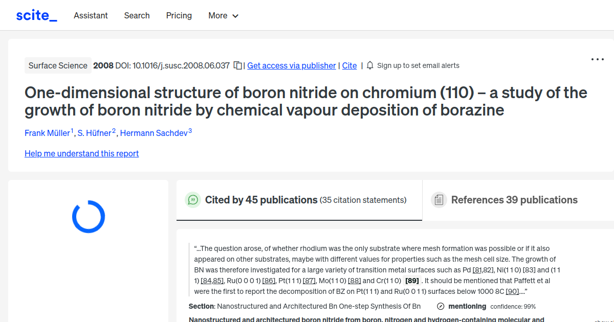 One-dimensional structure of boron nitride on chromium (110) – a study ...