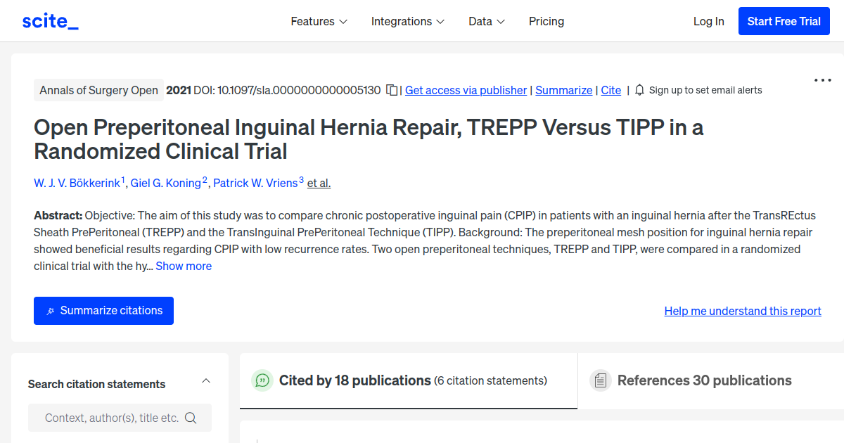 Open Preperitoneal Inguinal Hernia Repair, TREPP Versus TIPP in a ...