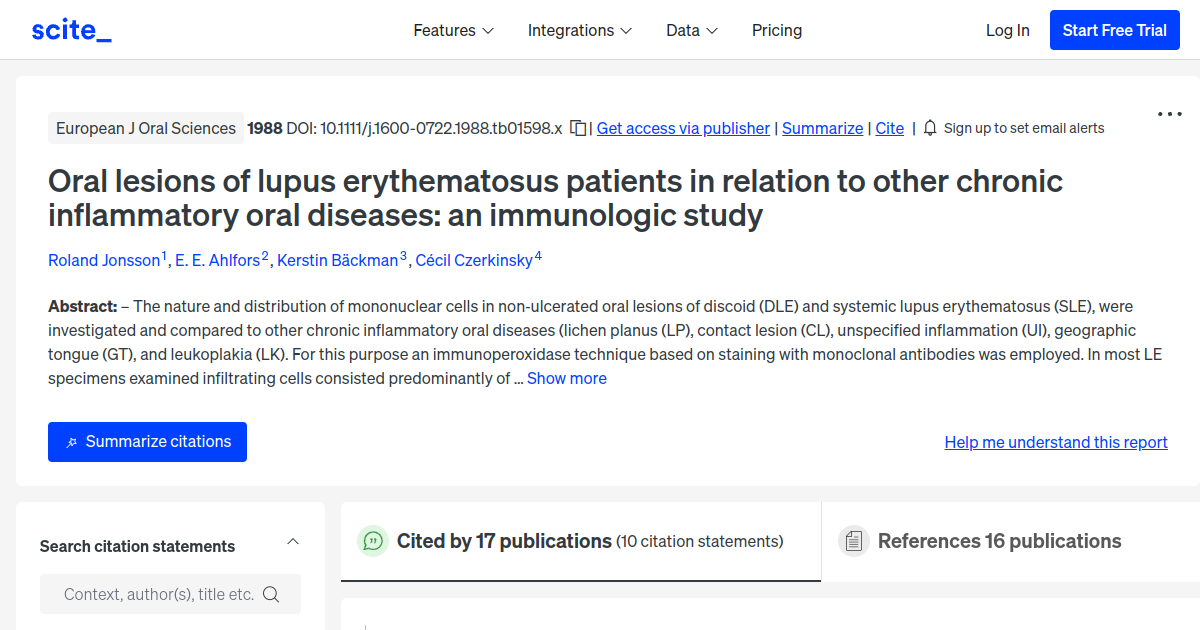 Oral lesions of lupus erythematosus patients in relation to other ...