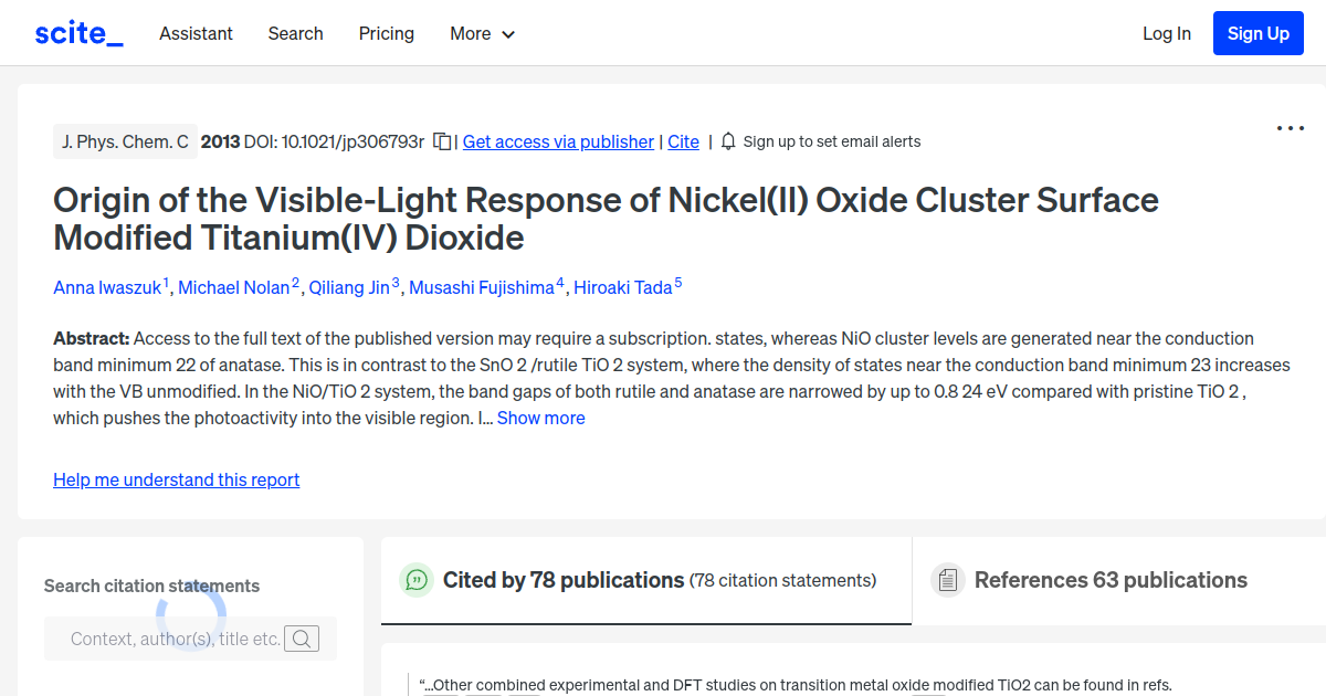 Origin of the Visible-Light Response of Nickel(II) Oxide Cluster ...