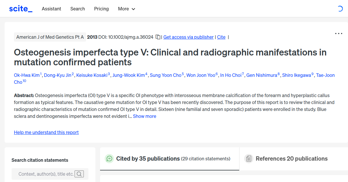 Osteogenesis imperfecta type V: Clinical and radiographic ...