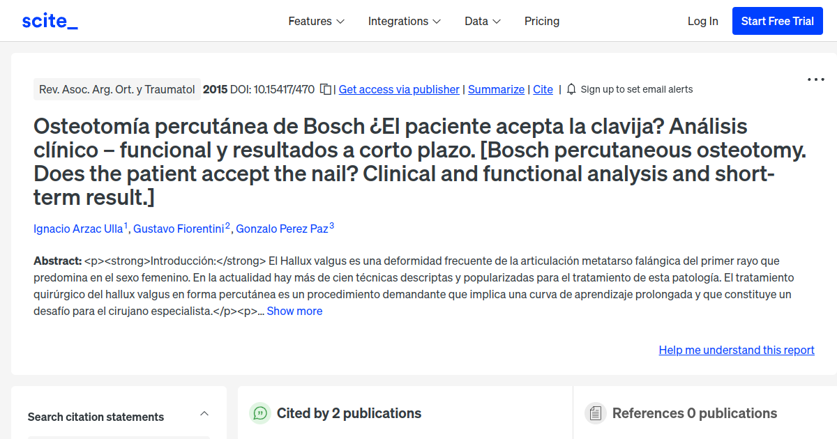 Osteotomía percutánea de Bosch ¿El paciente acepta la clavija? Análisis ...