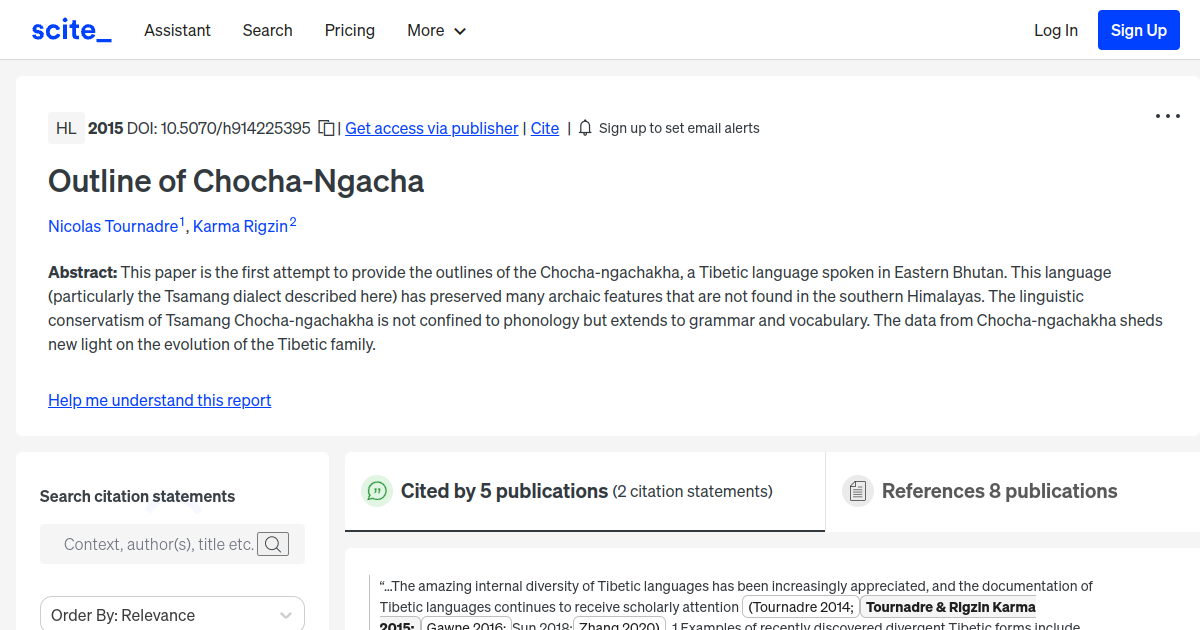 Outline of Chocha-Ngacha - [scite report]