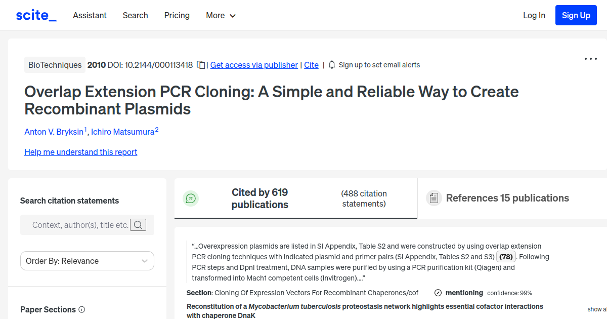 Overlap extension PCR cloning: a simple and reliable way to create ...