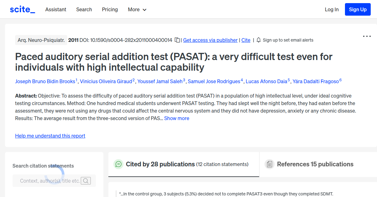 Paced auditory serial addition test (PASAT): a very difficult test even ...