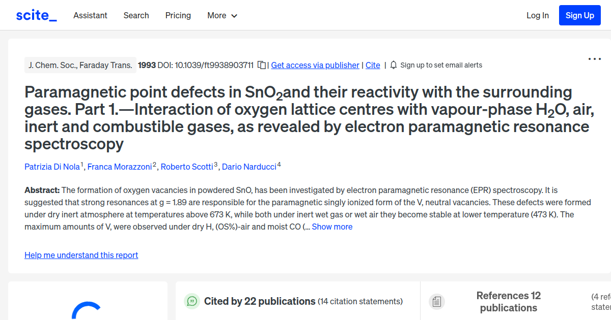 Paramagnetic point defects in SnO 2 and their reactivity with the ...