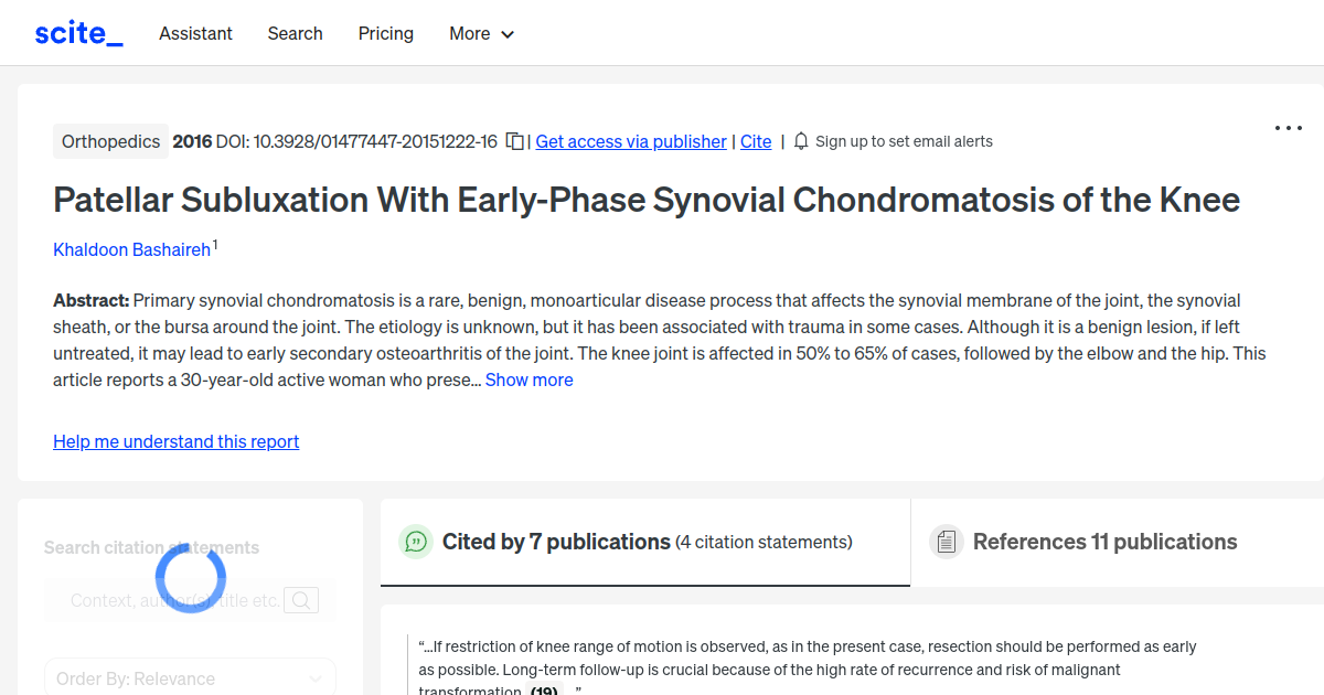 Patellar Subluxation With Early-Phase Synovial Chondromatosis of the ...