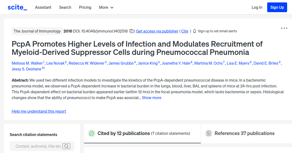 PcpA Promotes Higher Levels of Infection and Modulates Recruitment of ...