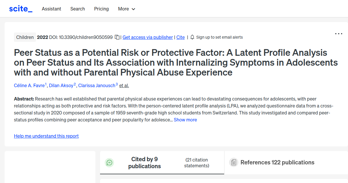Peer Status as a Potential Risk or Protective Factor: A Latent Profile ...