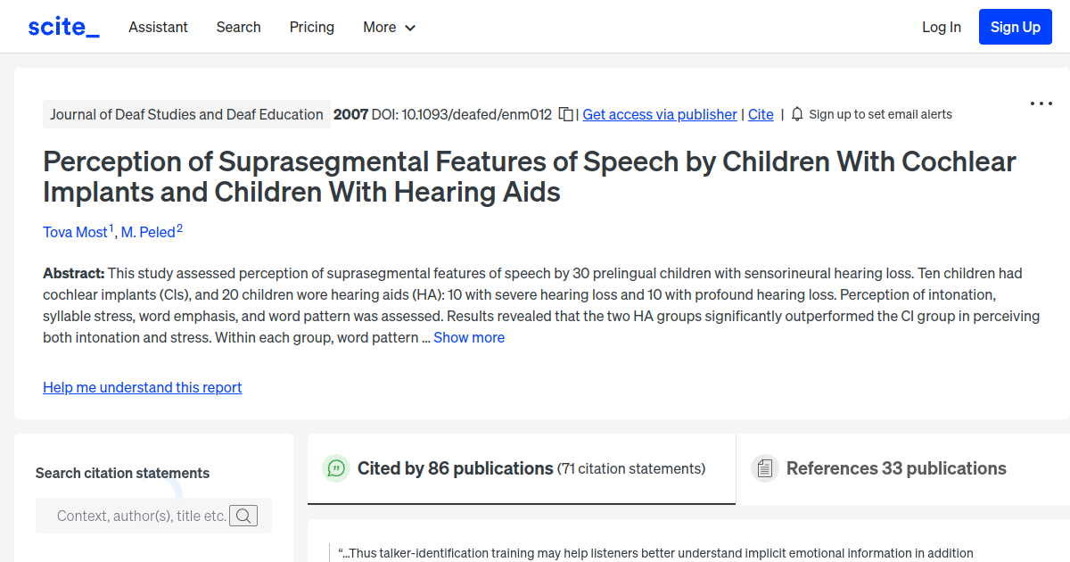 Perception of Suprasegmental Features of Speech by Children With ...