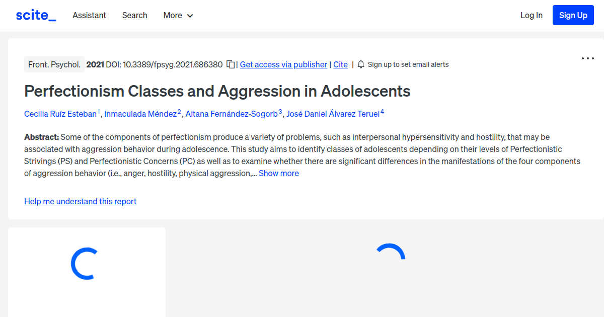 Perfectionism Classes and Aggression in Adolescents