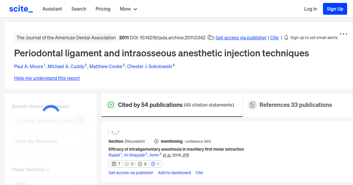 Periodontal ligament and intraosseous anesthetic injection techniques ...