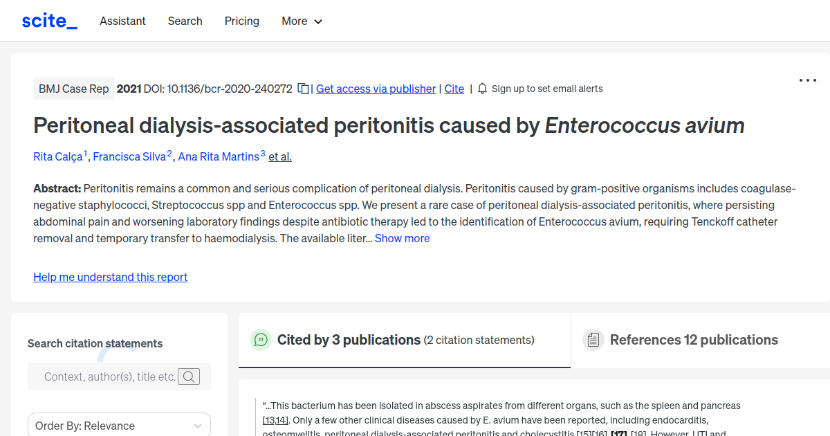 Peritoneal dialysis-associated peritonitis caused by Enterococcus avium
