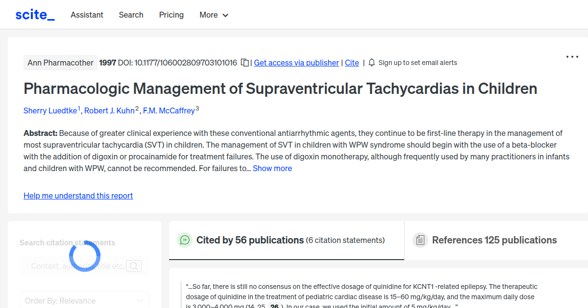 Pharmacologic Management of Supraventricular Tachycardias in Children ...