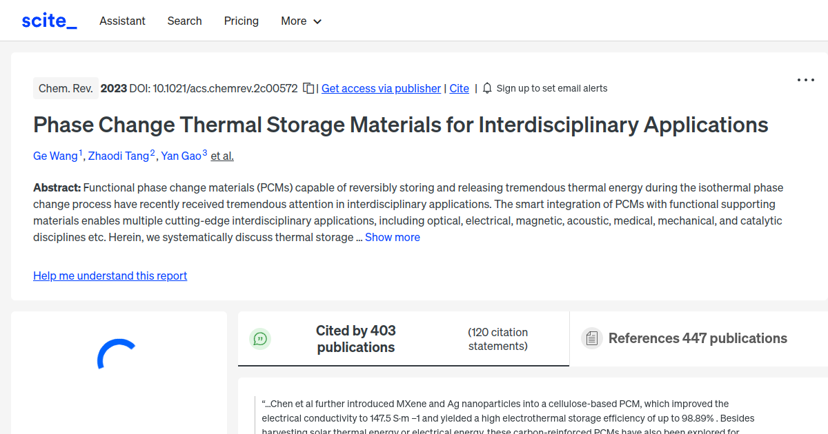 Phase Change Thermal Storage Materials for Interdisciplinary ...
