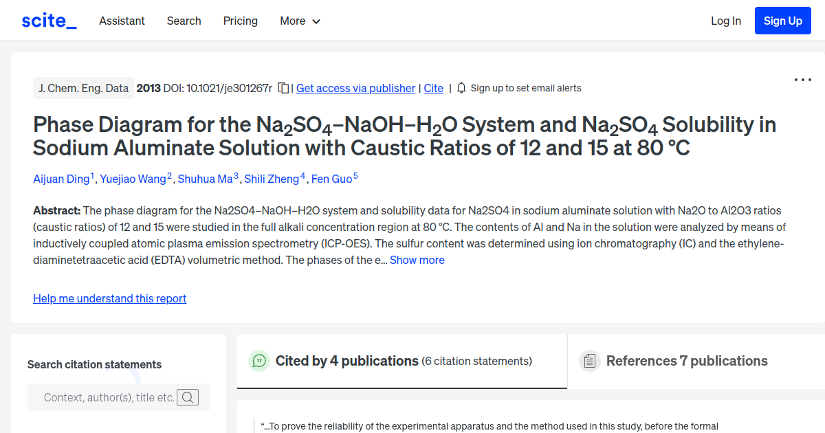 Phase Diagram for the Na 2 SO 4 –NaOH–H 2 O System and Na 2 SO 4 ...