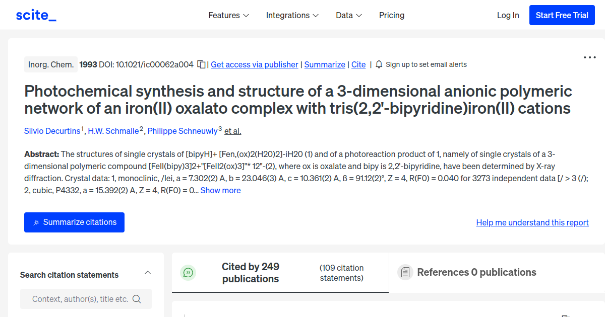 Photochemical synthesis and structure of a 3-dimensional anionic ...