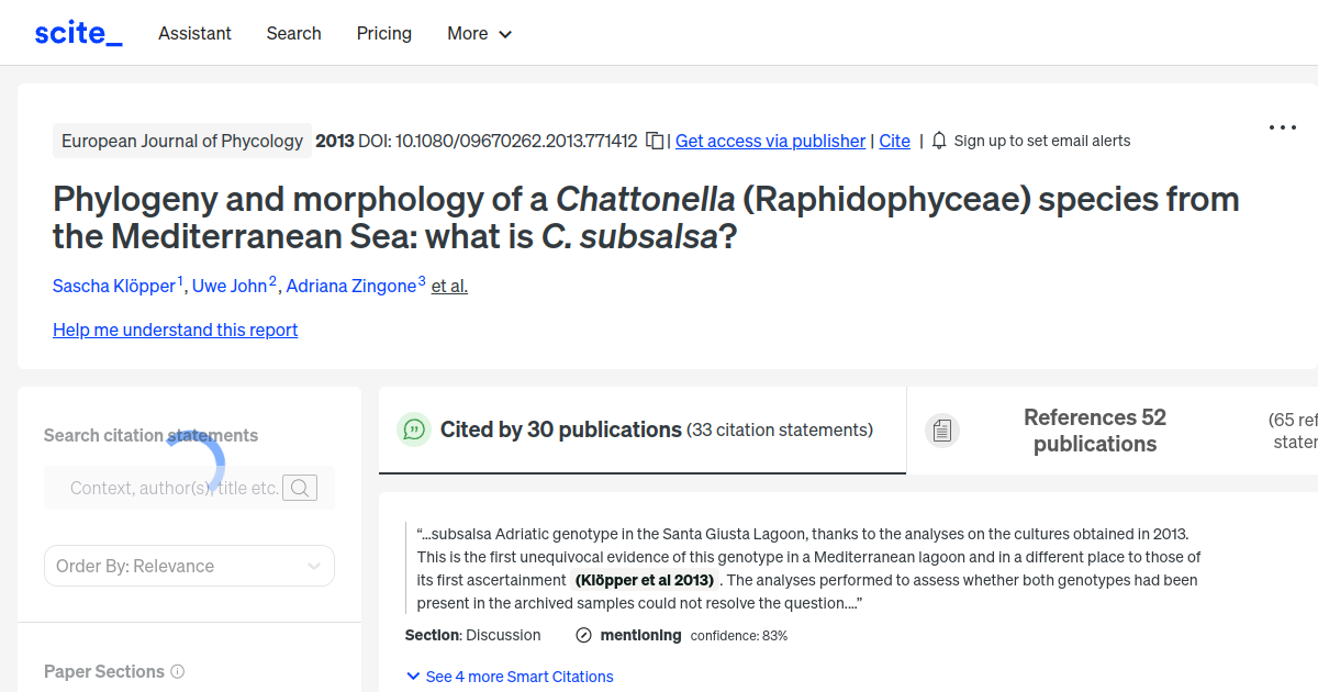 Phylogeny and morphology of a Chattonella (Raphidophyceae) species from ...