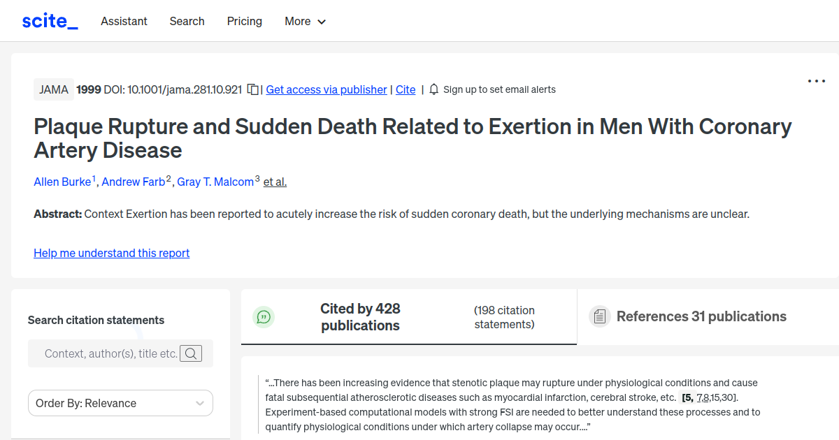 Plaque Rupture and Sudden Death Related to Exertion in Men With ...