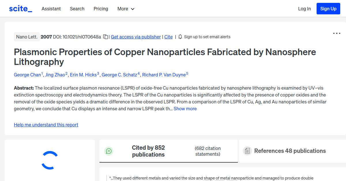Plasmonic Properties of Copper Nanoparticles Fabricated by Nanosphere ...