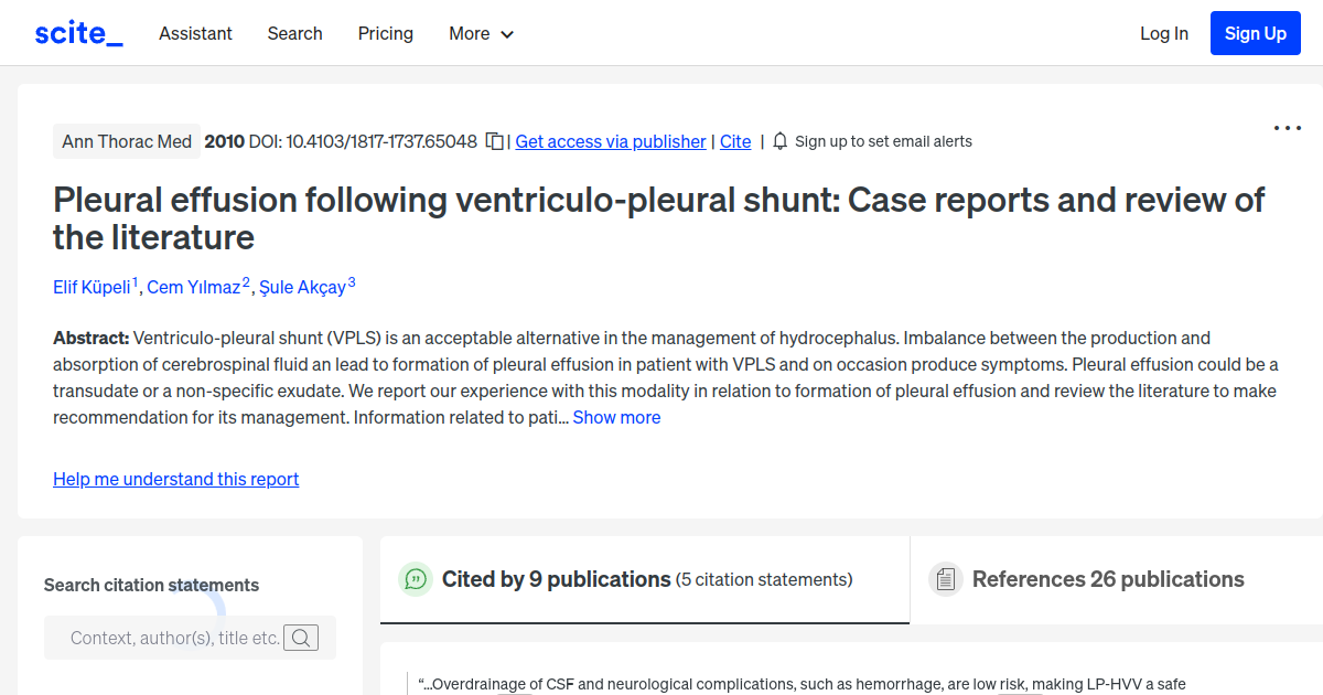 Pleural effusion following ventriculo-pleural shunt: Case reports and ...