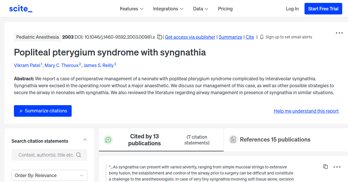 Popliteal pterygium syndrome with syngnathia