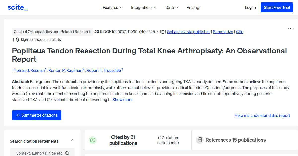 Popliteus Tendon Resection During Total Knee Arthroplasty: An ...
