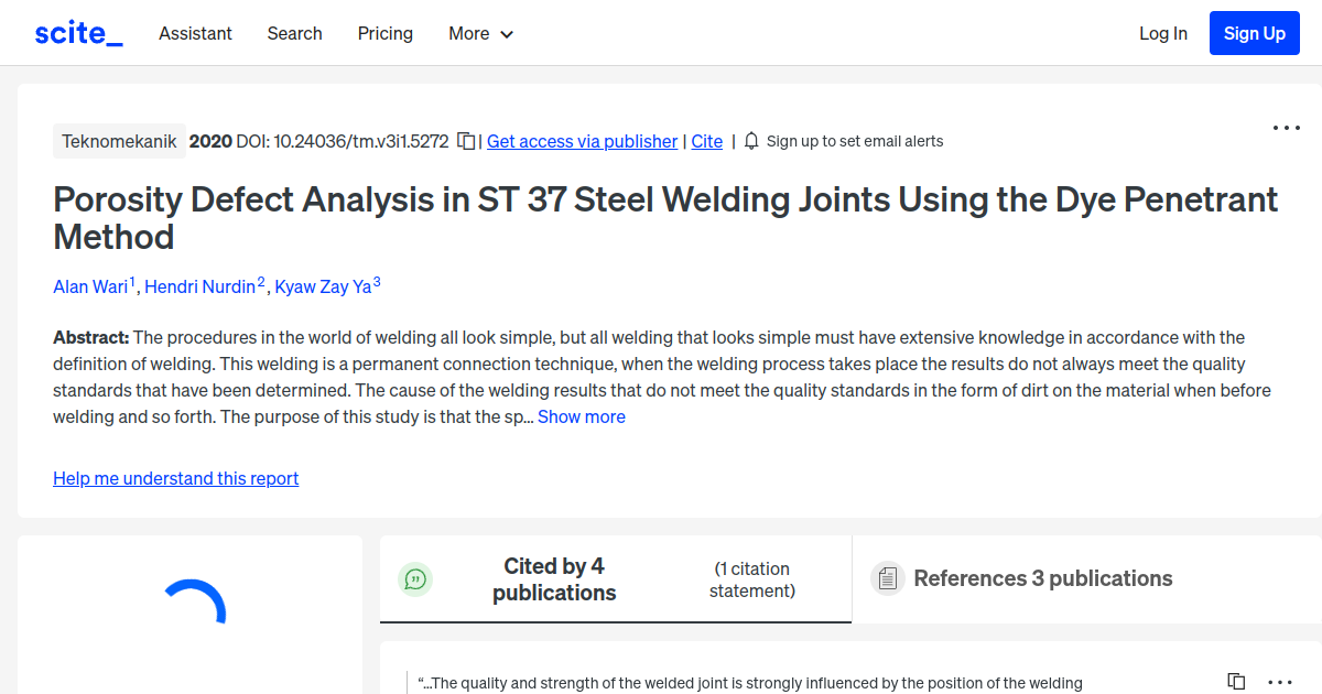 Porosity Defect Analysis in ST 37 Steel Welding Joints Using the Dye ...
