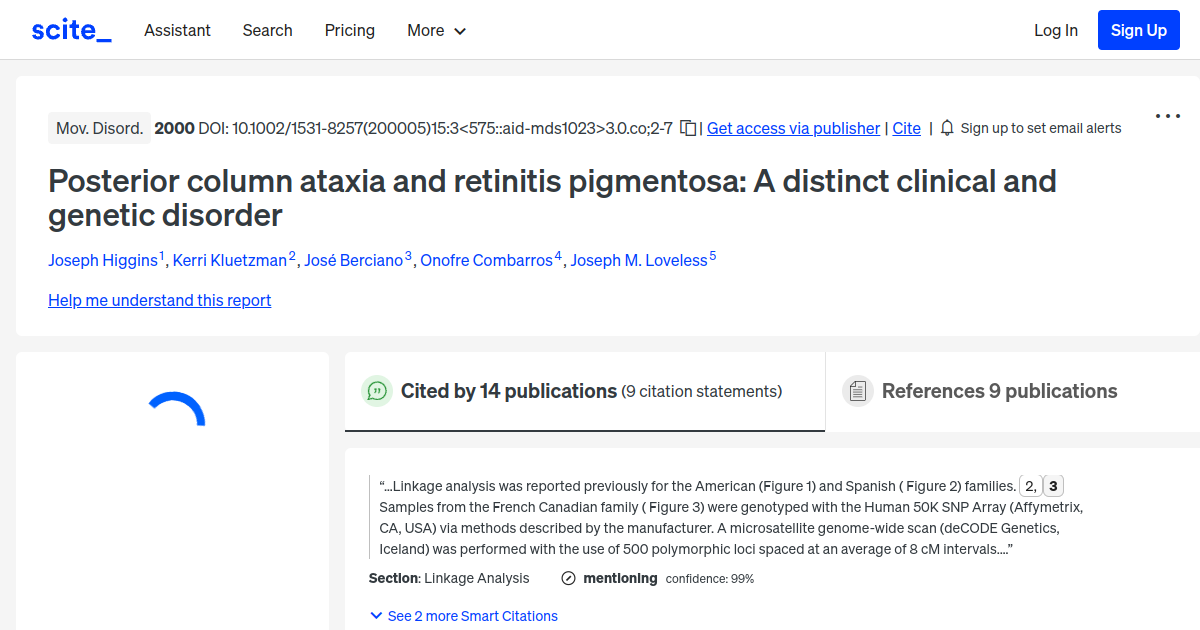 Posterior column ataxia and retinitis pigmentosa: A distinct clinical ...