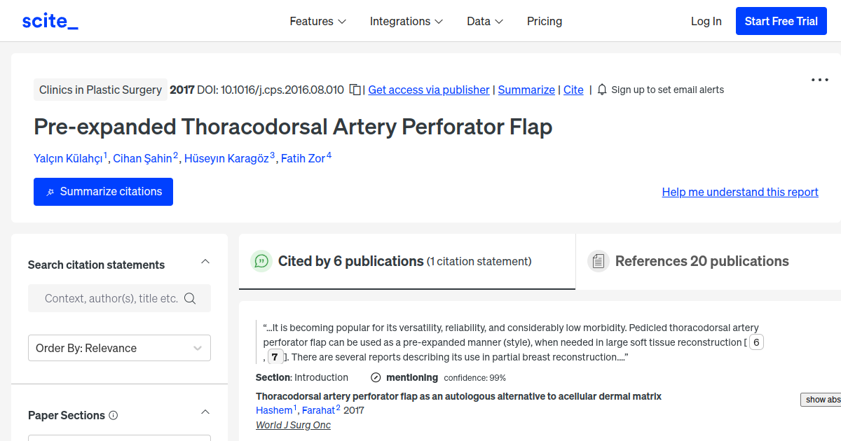 Pre-expanded Thoracodorsal Artery Perforator Flap - [scite report]