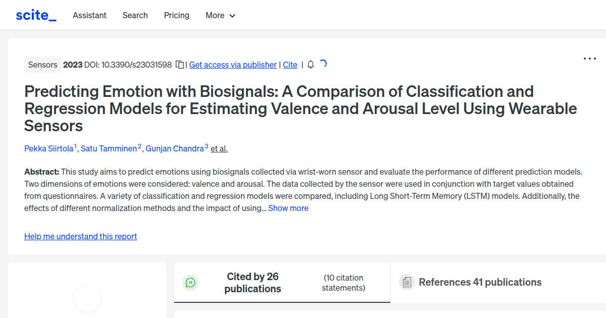 Predicting Emotion with Biosignals: A Comparison of Classification and ...