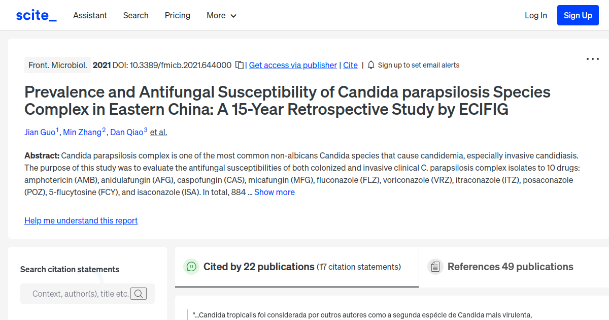 Prevalence and Antifungal Susceptibility of Candida parapsilosis ...