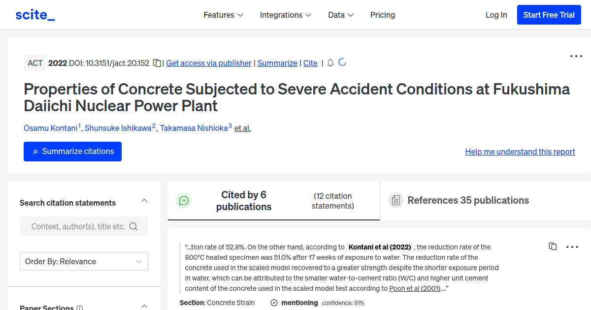 Properties of Concrete Subjected to Severe Accident Conditions at ...