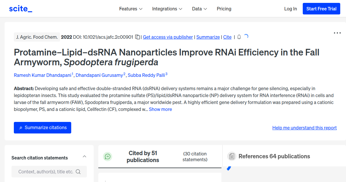 Protamine–Lipid–dsRNA Nanoparticles Improve RNAi Efficiency in the Fall ...