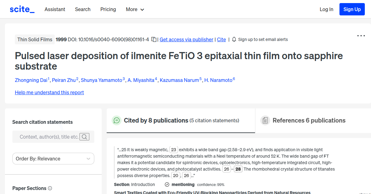 Pulsed laser deposition of ilmenite FeTiO 3 epitaxial thin film onto ...