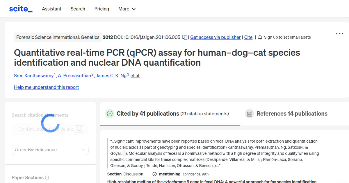 Quantitative real-time PCR (qPCR) assay for human–dog–cat species ...