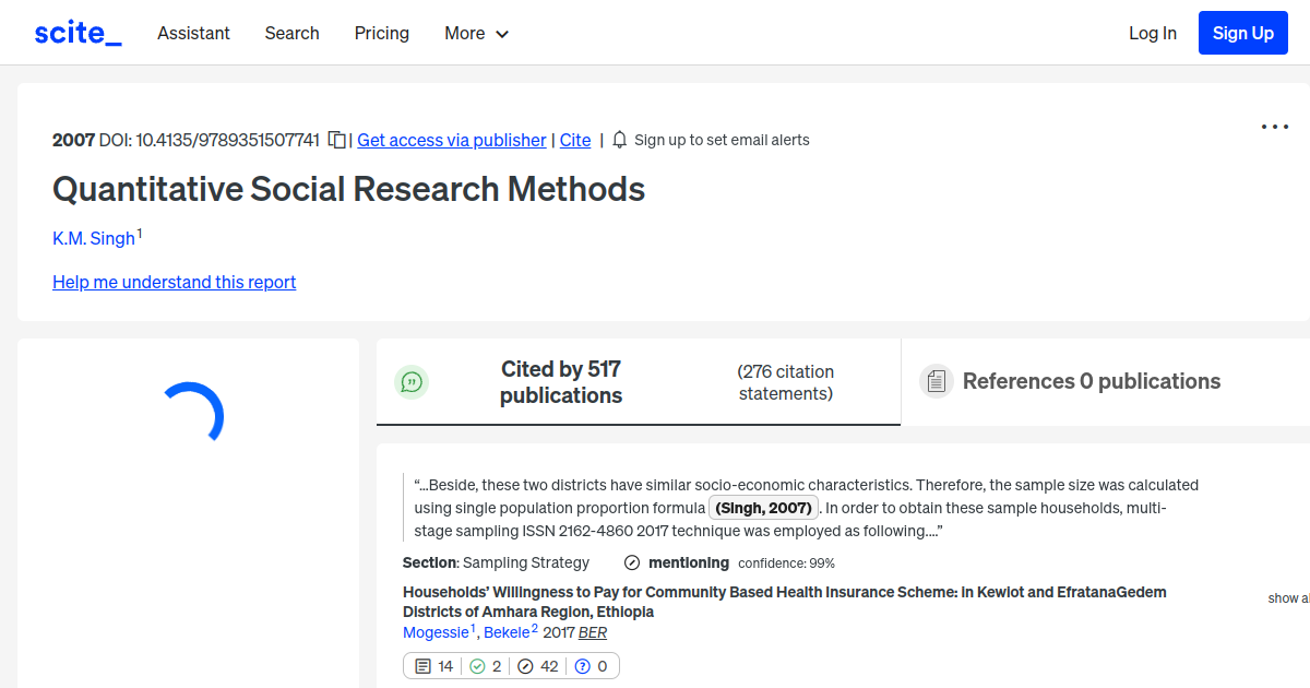 Quantitative Social Research Methods - [scite report]