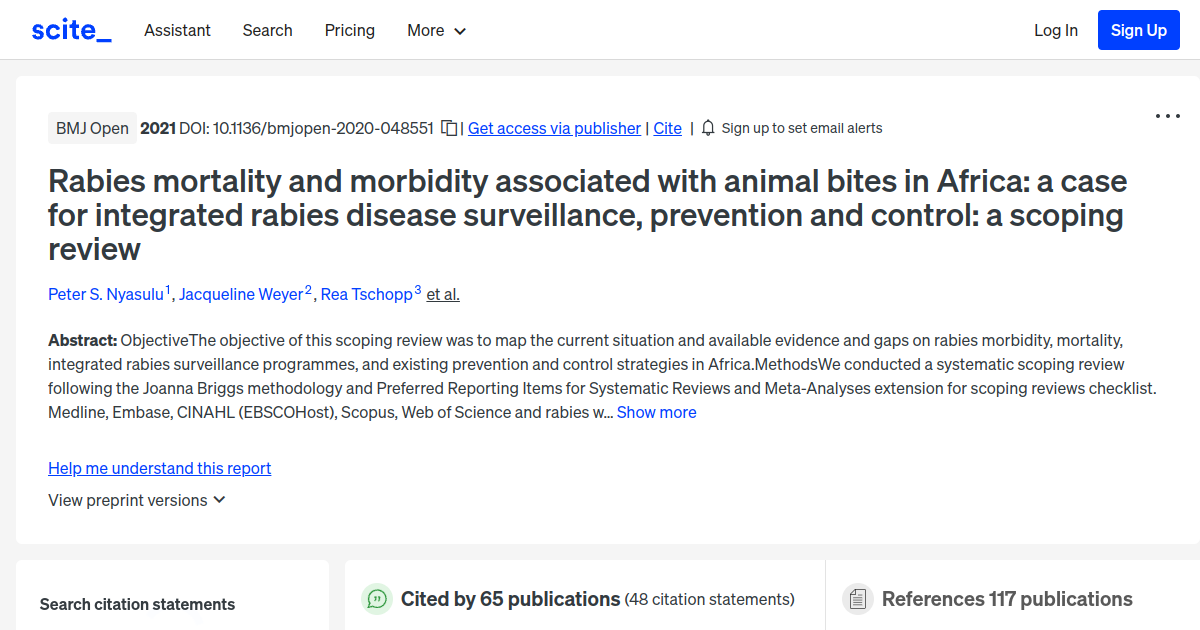 Rabies mortality and morbidity associated with animal bites in Africa ...