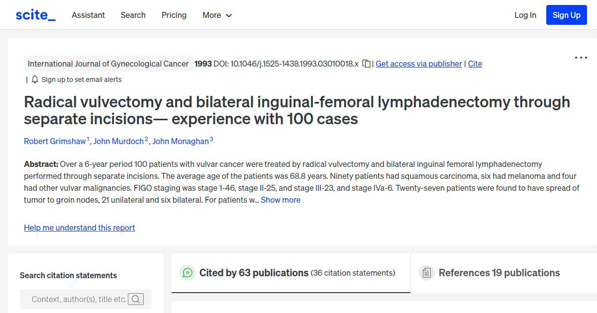 Radical vulvectomy and bilateral inguinal-femoral lymphadenectomy ...