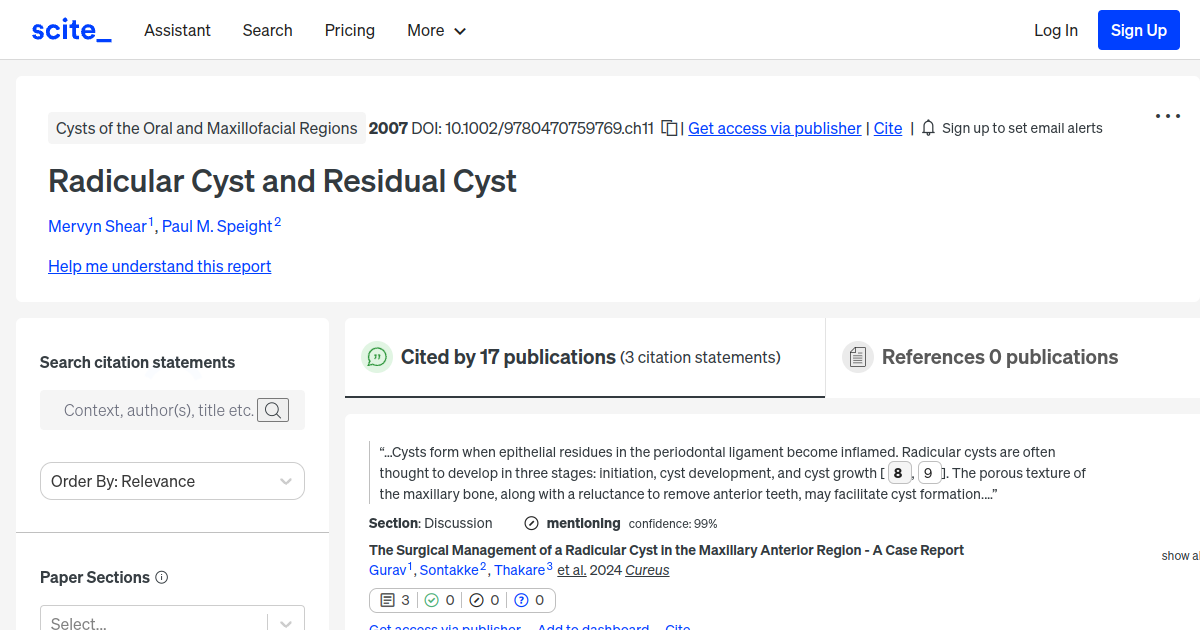 Radicular Cyst and Residual Cyst - [scite report]