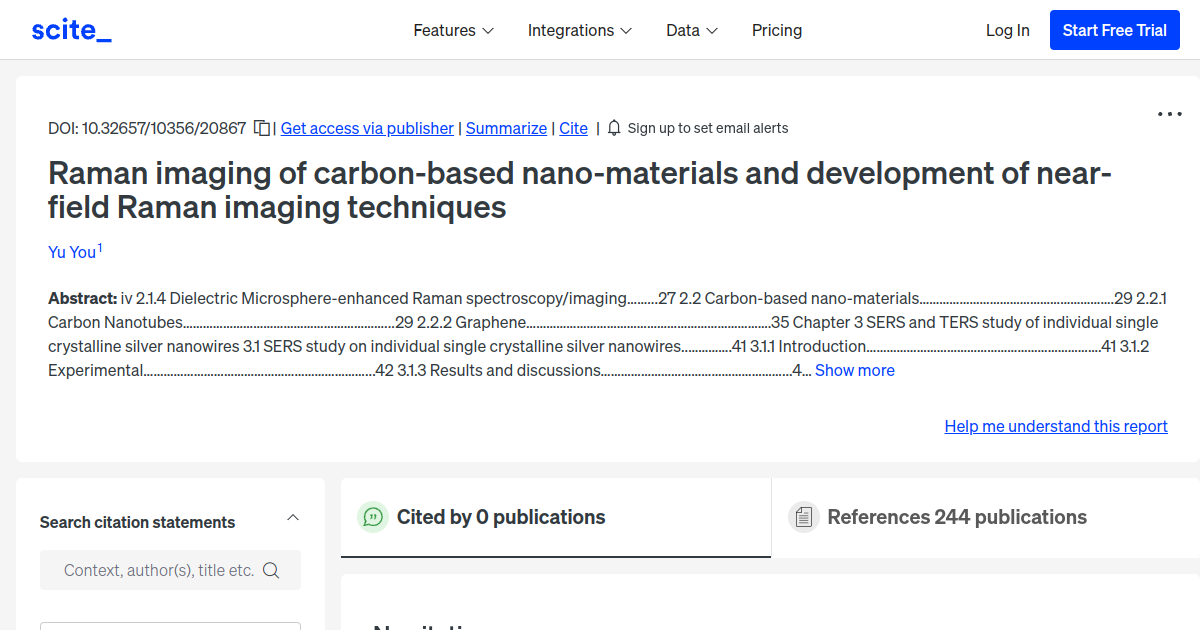 Raman imaging of carbon-based nano-materials and development of near ...