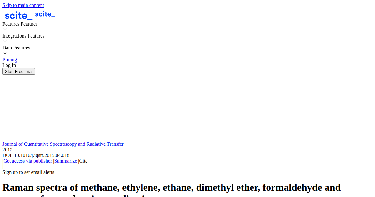Raman spectra of methane, ethylene, ethane, dimethyl ether ...