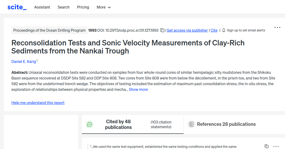 Reconsolidation Tests and Sonic Velocity Measurements of Clay-Rich ...