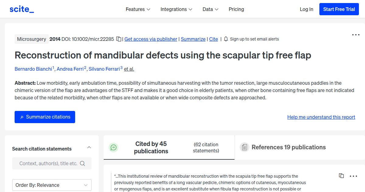 Reconstruction of mandibular defects using the scapular tip free flap ...