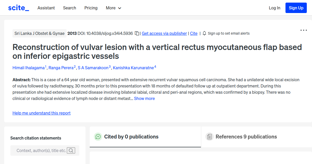 Reconstruction of vulvar lesion with a vertical rectus myocutaneous ...