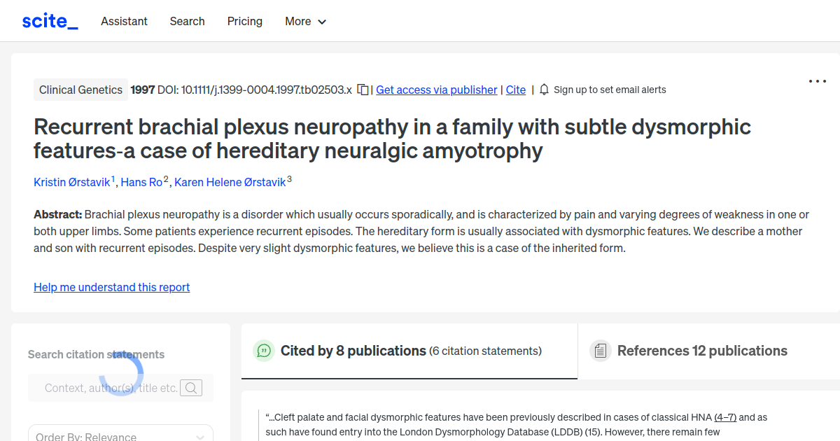 Recurrent brachial plexus neuropathy in a family with subtle dysmorphic ...
