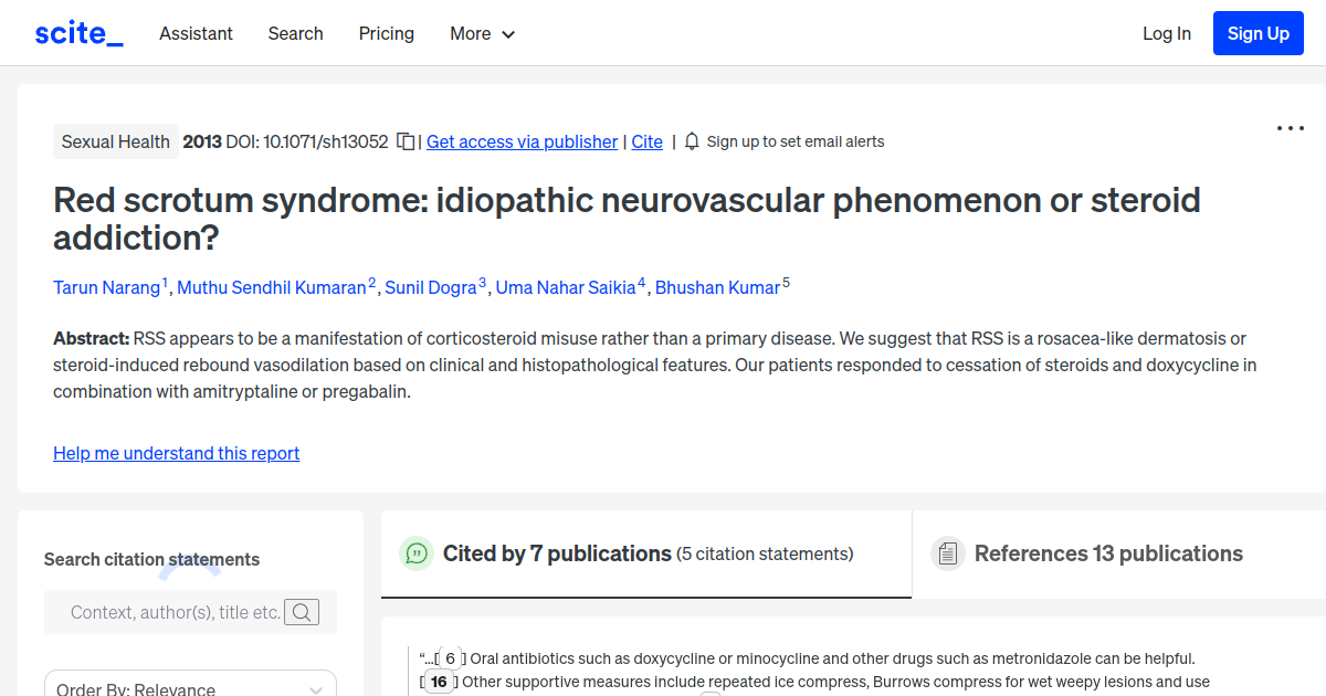 Red scrotum syndrome: idiopathic neurovascular phenomenon or steroid ...