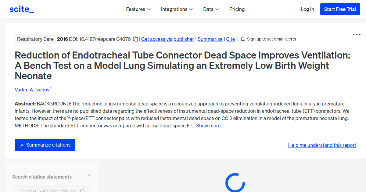 Reduction of Endotracheal Tube Connector Dead Space Improves ...